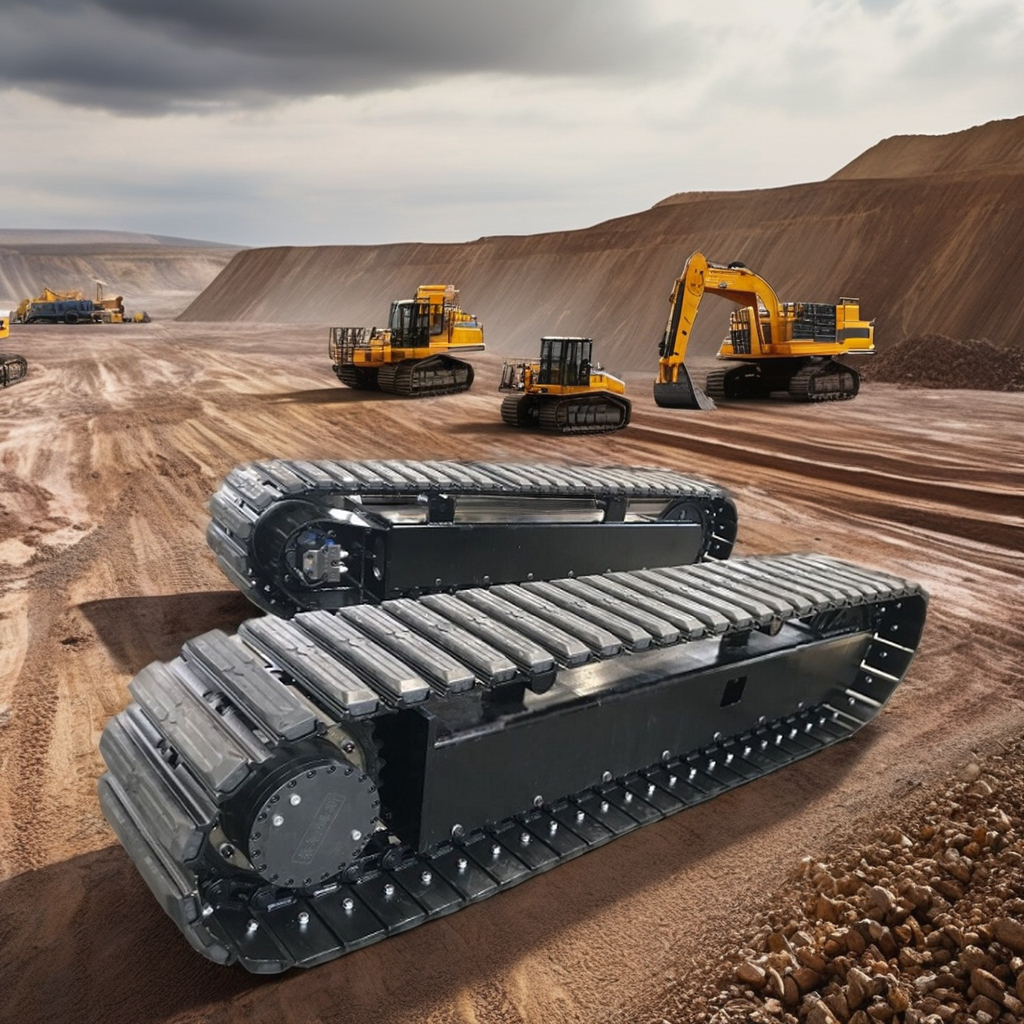 China Hydraulic driver steel track undercarriage with rubber pads in ...